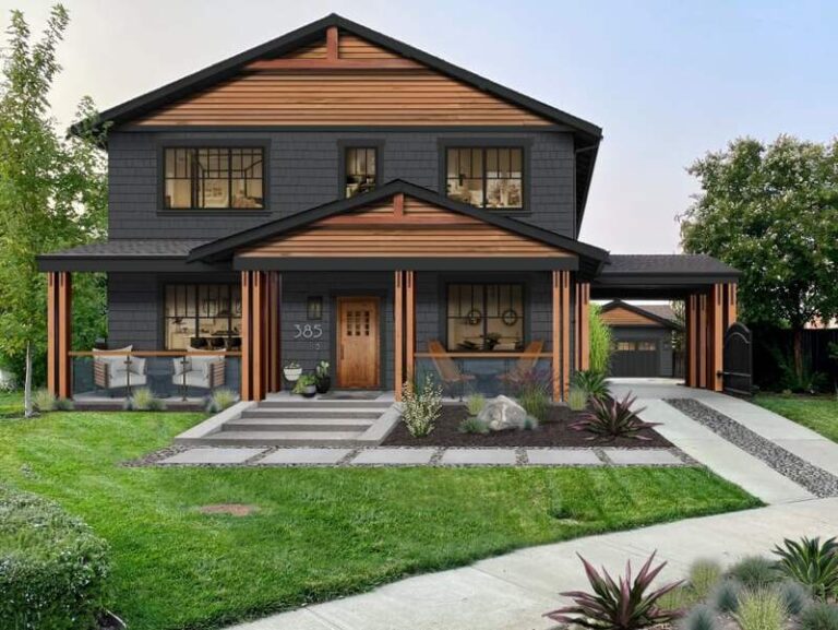 16 Dark Gray Homes with Warm Cedar Accent Ideas - Home Briefings