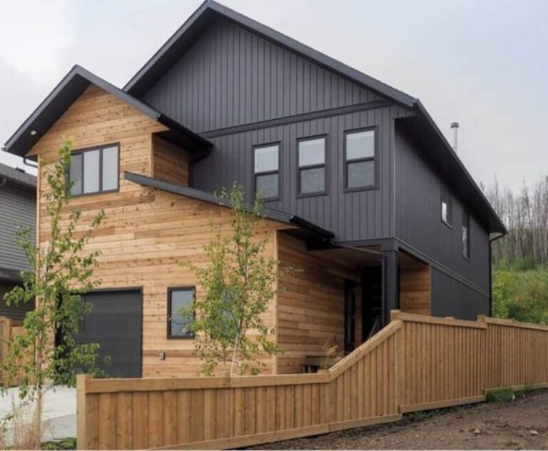 16 Dark Gray Homes with Warm Cedar Accent Ideas - Home Briefings
