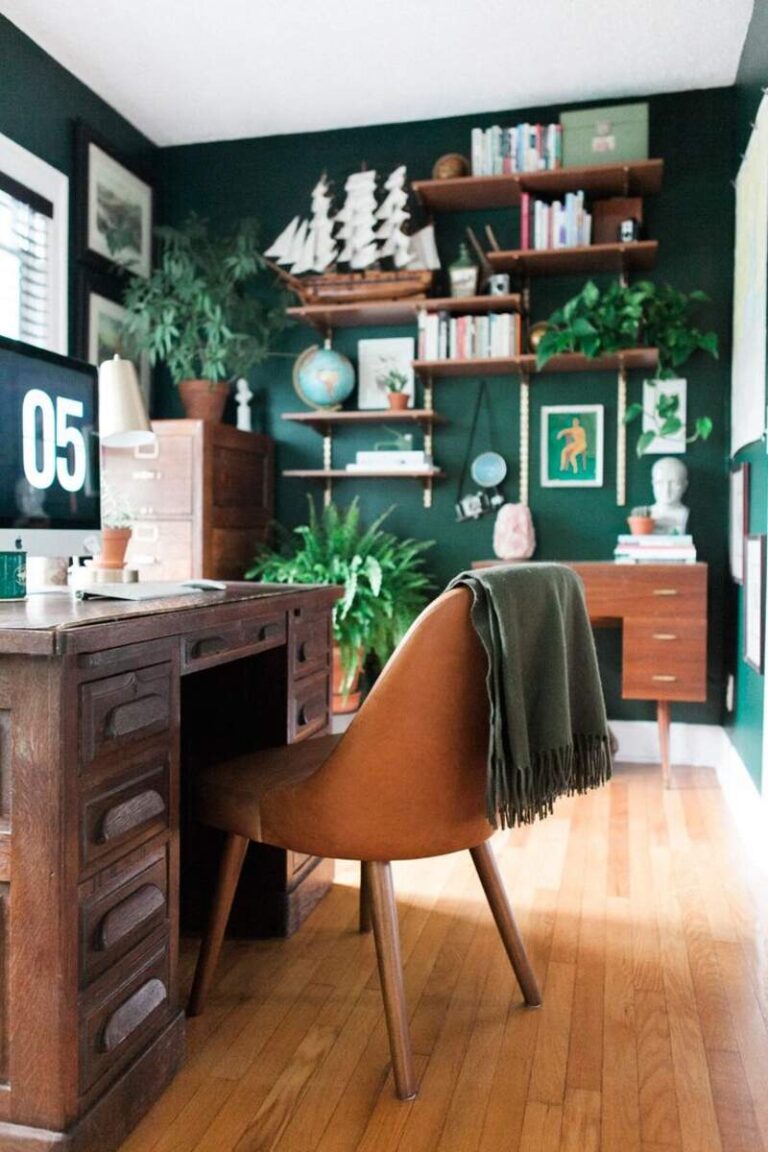 Dark Green Office Ideas for Work from Home Place - Home Briefings