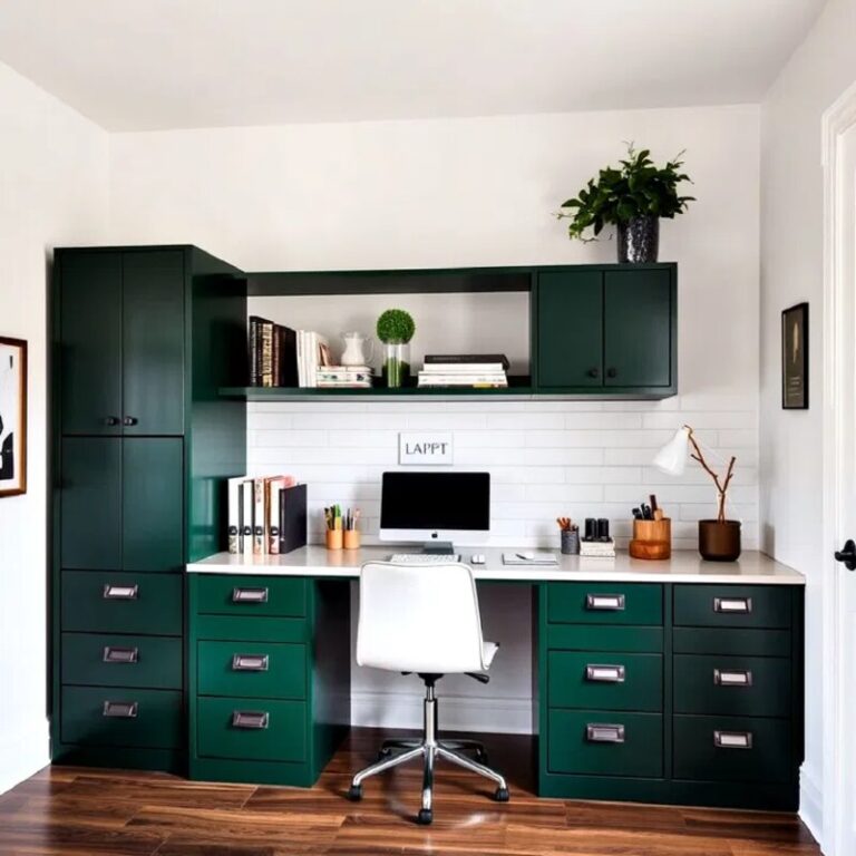 Dark Green Office Ideas for Work from Home Place - Home Briefings
