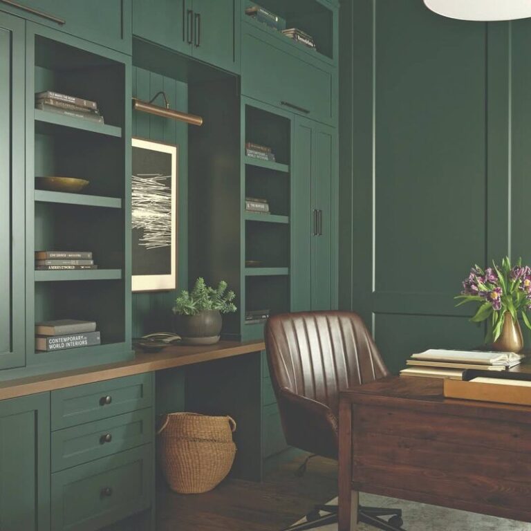 Dark Green Office Ideas for Work from Home Place - Home Briefings
