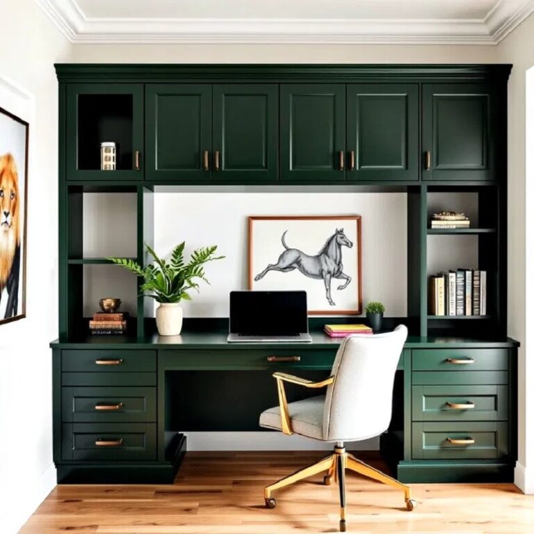 Dark Green Office Ideas for Work from Home Place - Home Briefings