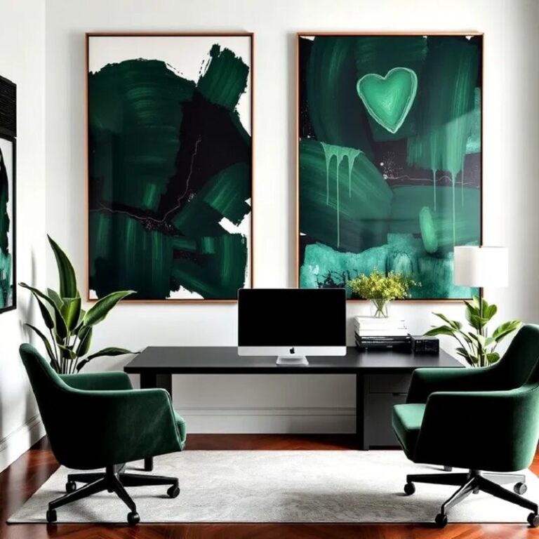 Dark Green Office Ideas for Work from Home Place - Home Briefings