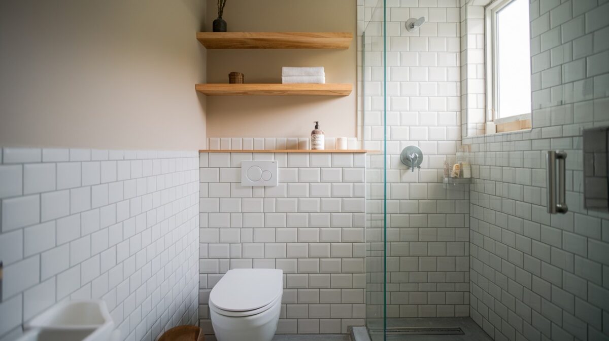 21 Modern Half Tiled Bathroom Walls Ideas + Tips - Home Briefings