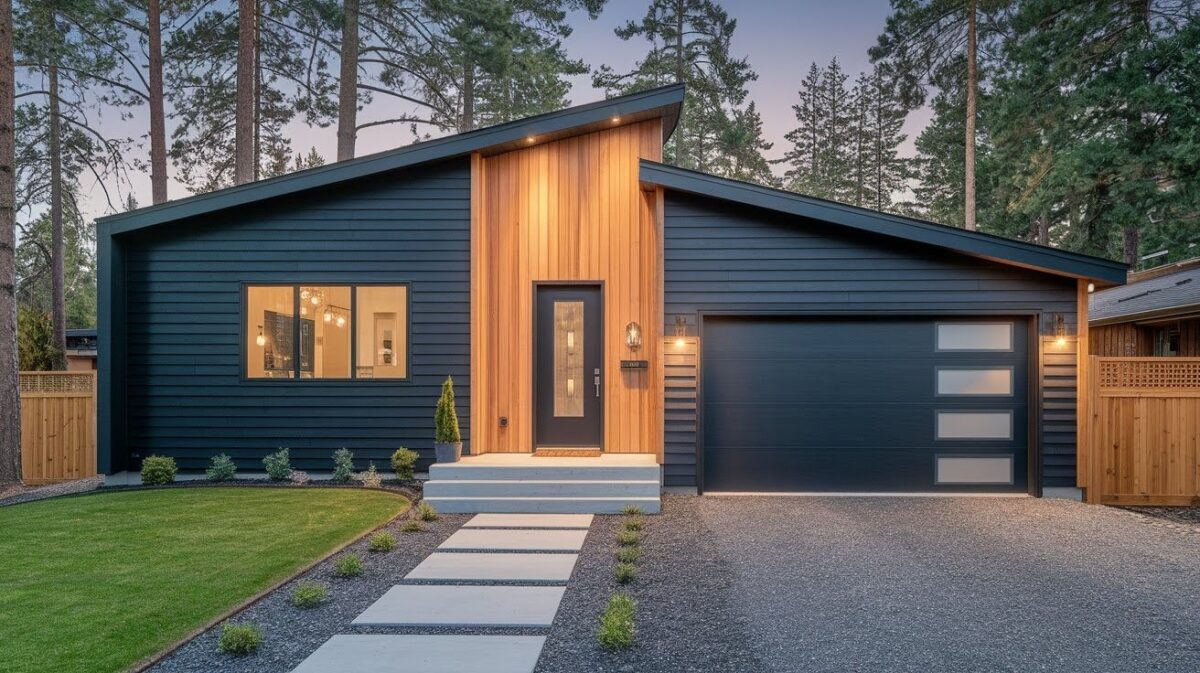 15 Amazing Black Houses with Wood Accents - Home Briefings